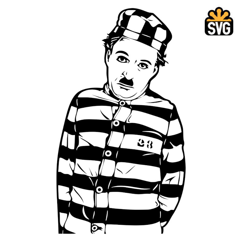 Charlot en Prisonnier SVG Digital Download, Charlie Chaplin Artwork SVG ...